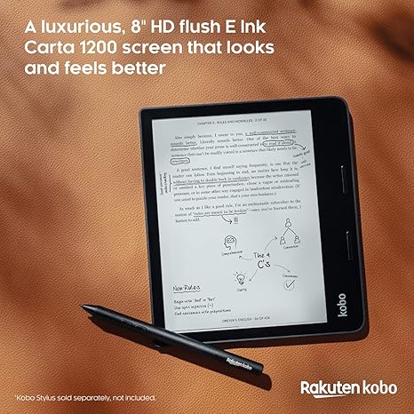 Kobo Sage | eReader | 8” HD Glare Free Touchscreen | Waterproof | Adju ...